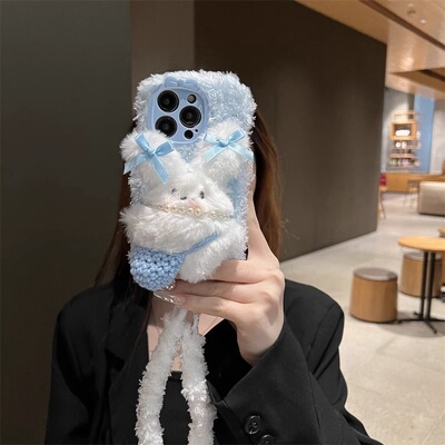 毛绒兔子OPPOFindX8手机壳x7女x6