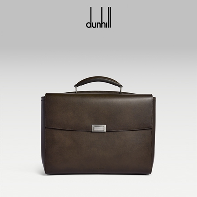 dunhill登喜路男ALFRED 40擦色小牛皮公文包巧克力色