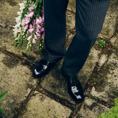 JIMMY CHOO/VINE LACE UP 男士黑色光面皮革系带鞋