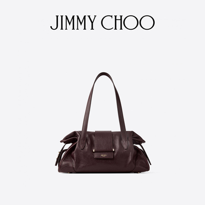 [早秋新品]JIMMY CHOO/BAR HOLDALL M女士深梅洛酒红色皮革旅行包