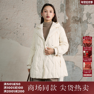 西町村屋设计感羽绒服女装2025冬季新款假两件收腰外套XHAD10259