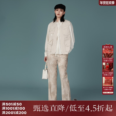 西町村屋国风气质宽松高腰阔腿裤