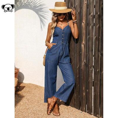 A 11311 Women Daily Jumpsuit Casual Summer Denim休闲连体裤