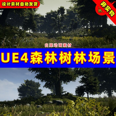 UE4写实森林顺林植物植被草地UE5花草场景 Forest Gnoll Set