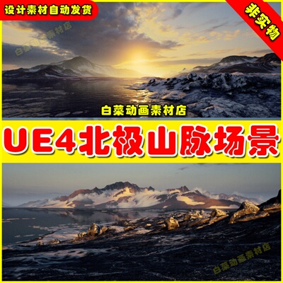 UE4虚幻UE5 Brushify - Arctic Pack山脉北极黄昏石悬崖海边场景