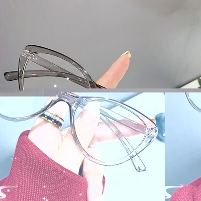 1pcs Cat Eye Unisex Glasses Square Black Large Frame Women M