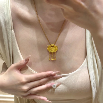 金店同款沙金仿真金天子门生锁包吊坠女款轻奢高级感项链送女友