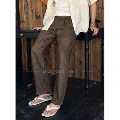 白泽IZKZ | 【高定系列】天丝麻料混纺纱线垂坠抽绳时尚百搭休闲