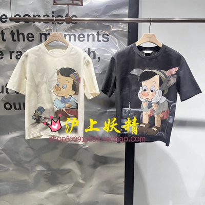 商场同款2026春短款卡通印花短袖T恤BDT1YD1253皮诺曹的故事