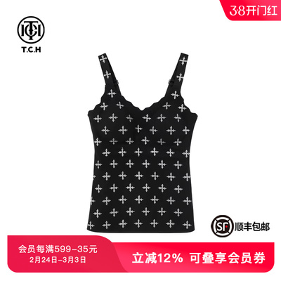 TCH私服烫钻时尚百搭带胸垫款吊带背心新款T72C03E5022