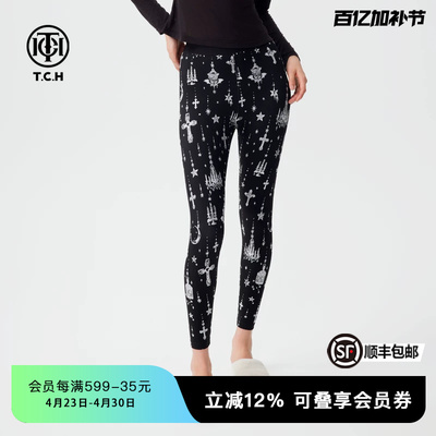 TCH春秋新款烫钻十字架打底裤修身显瘦外穿长裤女T72C236005