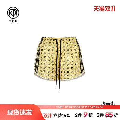 轻奢TCH潮牌彩色印花时尚休闲百搭显瘦烫钻彩色短裤S69B216005