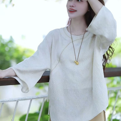 《鎏金》新中式时尚显瘦气质百搭宽松衬衫6188