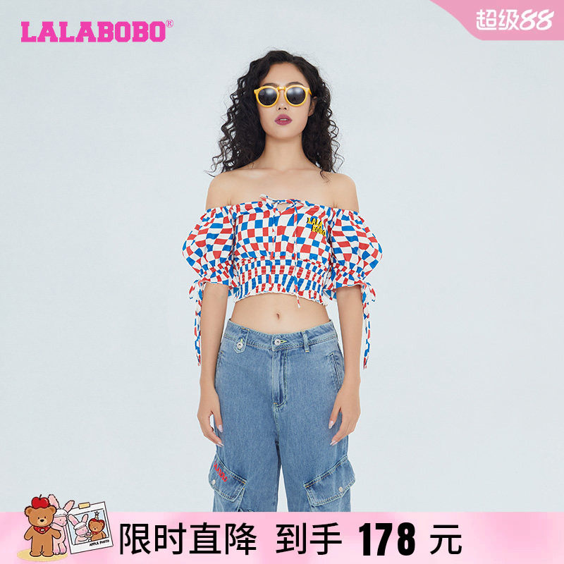 LALABOBO夏季新款甜美可爱潮流舒适方领短袖上衣LBCB-WSWC18