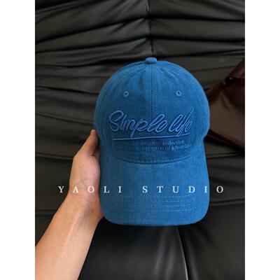 美式复古Simp刺绣棒球帽子女户外遮阳大头围显脸小鸭舌帽男韩版潮