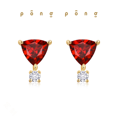 PONGPONG酒杯耳钉石榴石小众设计