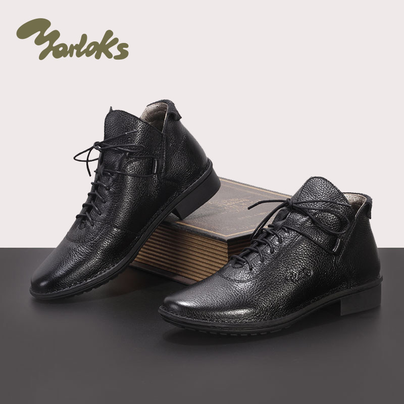 Yarloks/雅乐士休闲短靴系带通勤款头层牛皮防滑女士短靴 2125101