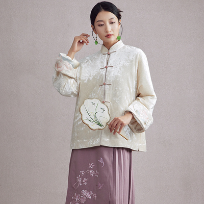 陌遇中国风丝绒短款唐装棉衣外套