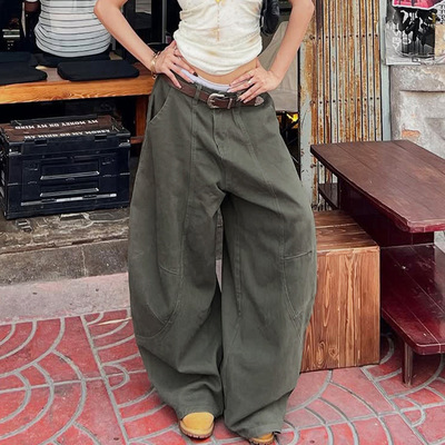 Spicy girl low waisted jeans美式辣妹低腰牛仔裤工装风休闲裤女