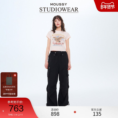 STUDIOWEAR x MOUSSY2025春季新品多口袋抽绳工装裤028ISA31-1711