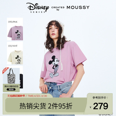 MOUSSY 春季迪士尼联名经典米奇短袖T恤女010ISY90-4211