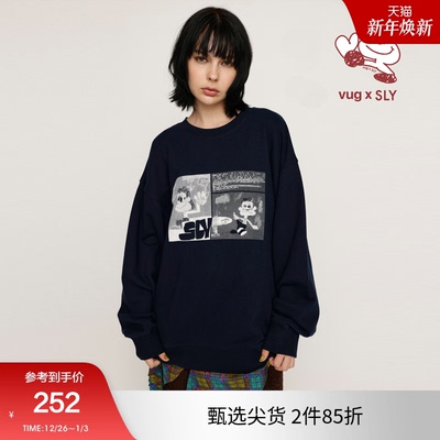 SLY x vug联名 冬季新品oversize印花套头卫衣030HAR01-5571