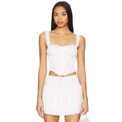 MORE TO COME 上装白色y2k辣妹风REVOLVE小众新款蕾丝饰边吊带