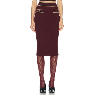 Alessandra Rich 半身裙 酒红色REVOLVE小众新款