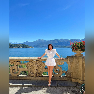 LoveShackFancy NATASHA 镂空收腰短款连衣裙女REVOLVE新款