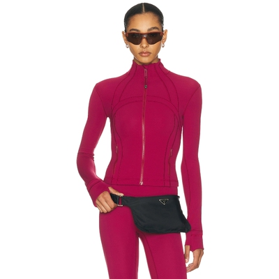 lululemon DEFINE NULU玫红修身拉链外套立领塑形健身上衣REVOLVE
