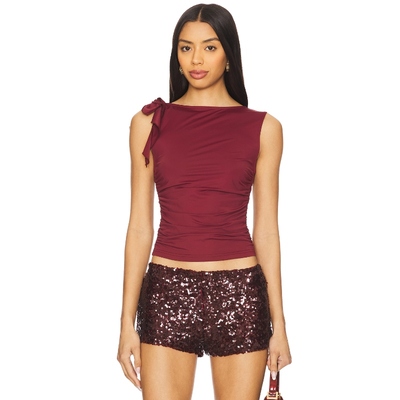 LIONESS RENDEZVOUS 上装 酒红色REVOLVE小众新款