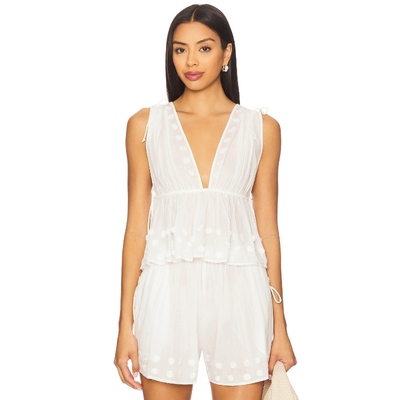 Ulla Johnson Anya Plunge V Neck Top Coverup 白色REVOLVE小众