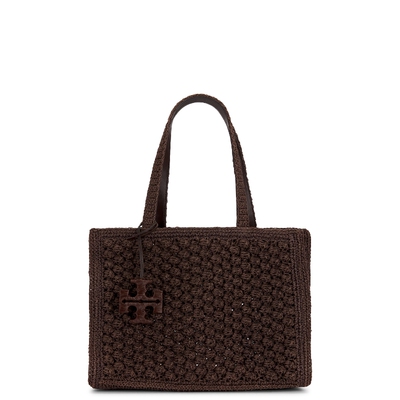 Tory Burch Ella Hand Crocheted Popcorn Stitch Small Tote Bag