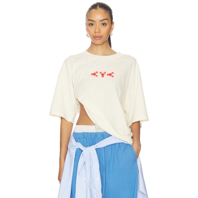 Araminta James LOBSTER TEE 图案T恤 奶油色 y2k辣妹风REVOLVE小