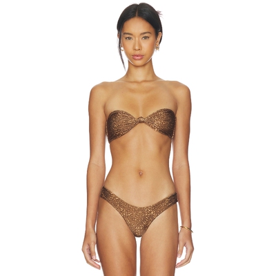Frankies Bikinis辣妹棕色抹胸蝴蝶结比基尼内衣海边度假REVOLVE