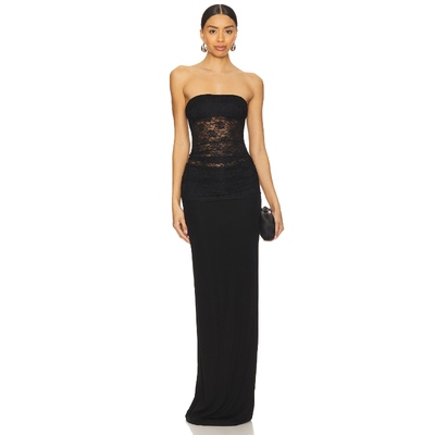 Lovers and Friends 抹胸连衣裙女夏性感蕾丝拼接长 黑色REVOLVE