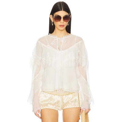 LoveShackFancy AFTON 衬衫 象牙白 y2k辣妹风REVOLVE小众新款