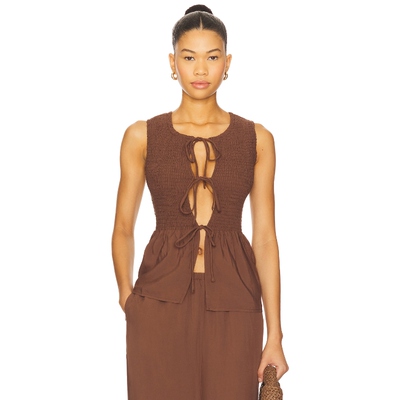 SEVEN WONDERS Fleur Shirred Tie Front 巧克力revolve小众新款