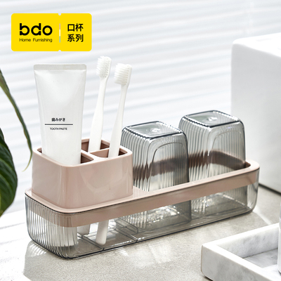 bdo牙刷架子置物架刷牙杯化妆室免打孔网红收纳层架牙缸漱口杯套