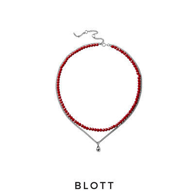 blott官方店红黑石水滴项链