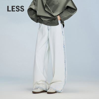 LESS秋棉质直筒水洗长裤复古质感休闲设计感牛仔裤女2O8E11370