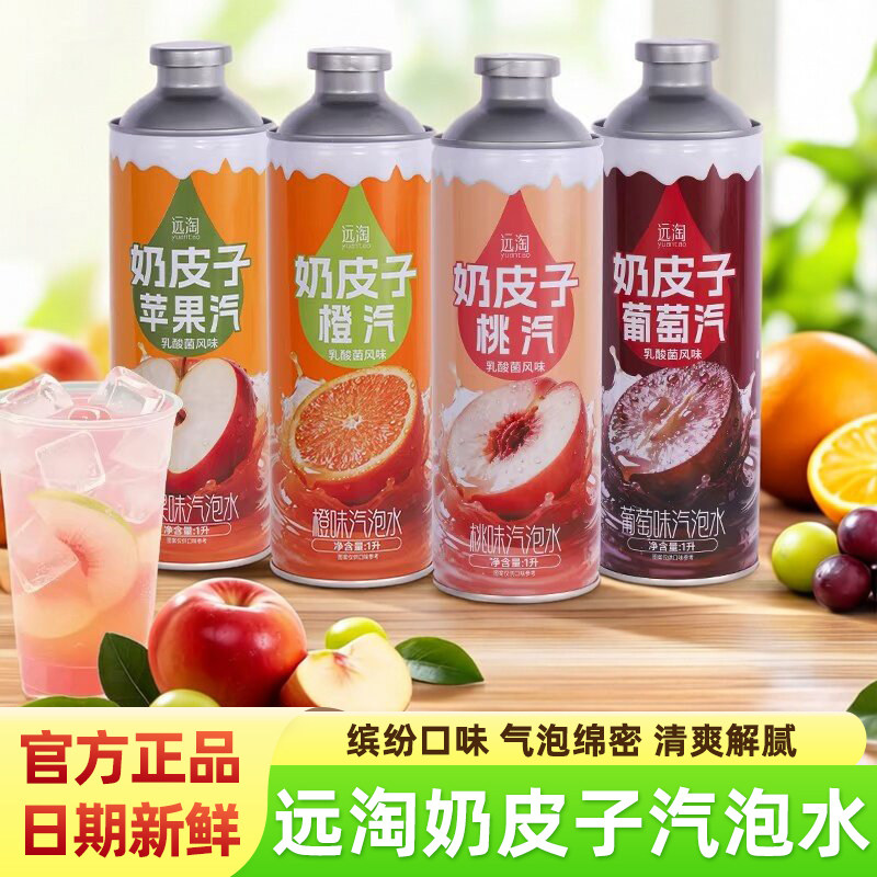远淘奶皮子汽泡水乳酸菌风味橙子桃子葡萄苹果水果味气泡水饮料品