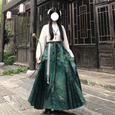 梦桑塔秋季汉服马面裙明制新品织金刺绣高档百搭星河绣花古风针织