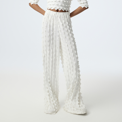 DMQ高腰显瘦白色阔腿长裤