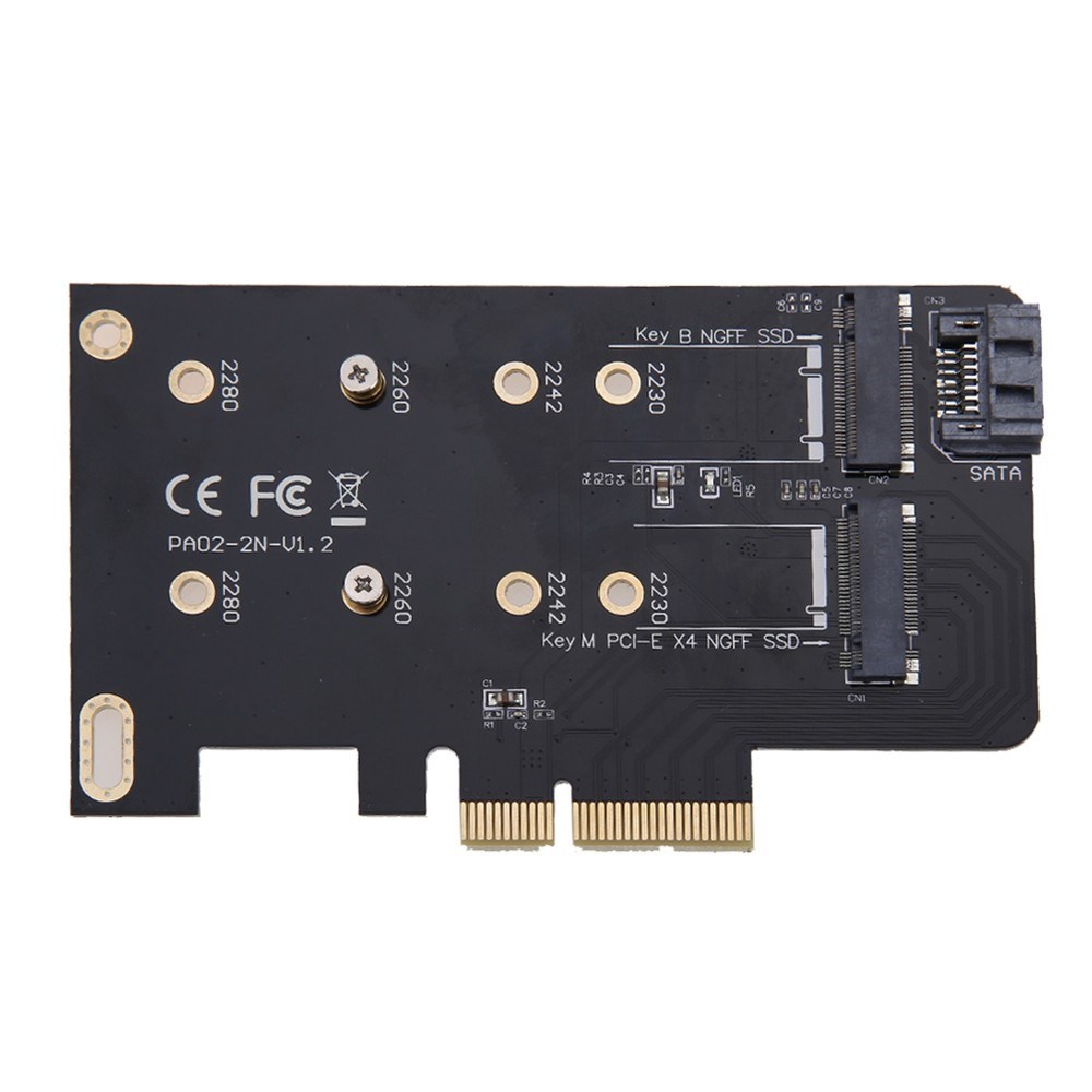 Dual M.2 PCIe Adapter M2 SSD NVME M Key SATA-based B Key to_虎窝淘