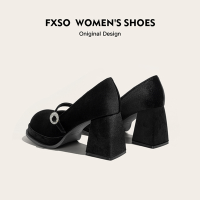 FXSO方巷复古圆头法式玛丽珍单鞋