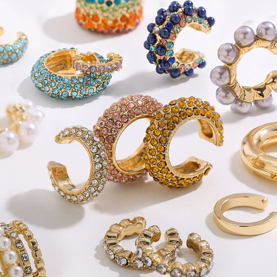 2024 New Arrival Multicolor CZ Crystal Ear Cuff Stackable C