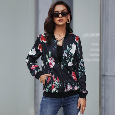 2022 jacket vintage women's printed jacket zipper baseball