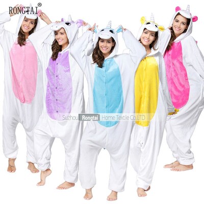 Pink Unicorn Pajamas Sets Flannel Pajamas Winter Nightie set