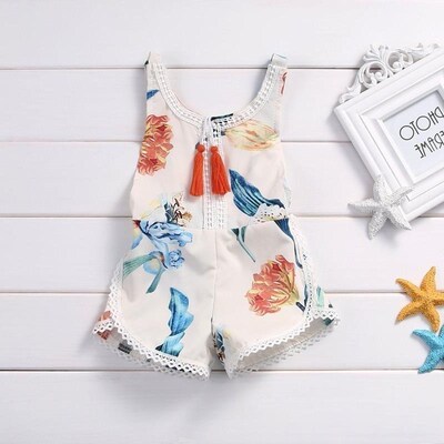 New baby robes sleeveless shorts big flower print onesies